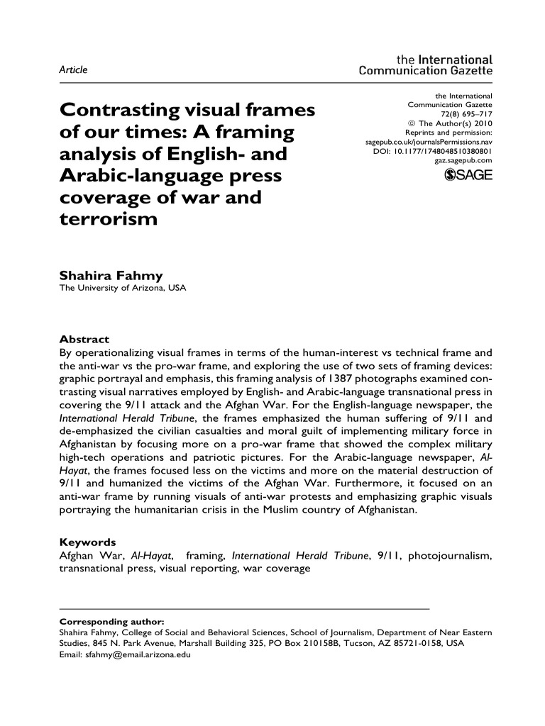 Contrasting Visual Frames of Our Times: A Framing Analysis of English ...