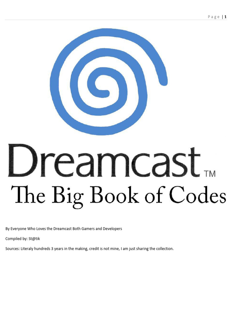 DREAMCAST (the Big Book of Codes) | PDF | Video Games