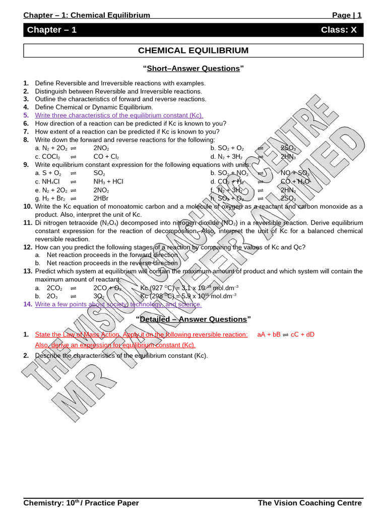 1.Chemical Equilibrium-1 | PDF