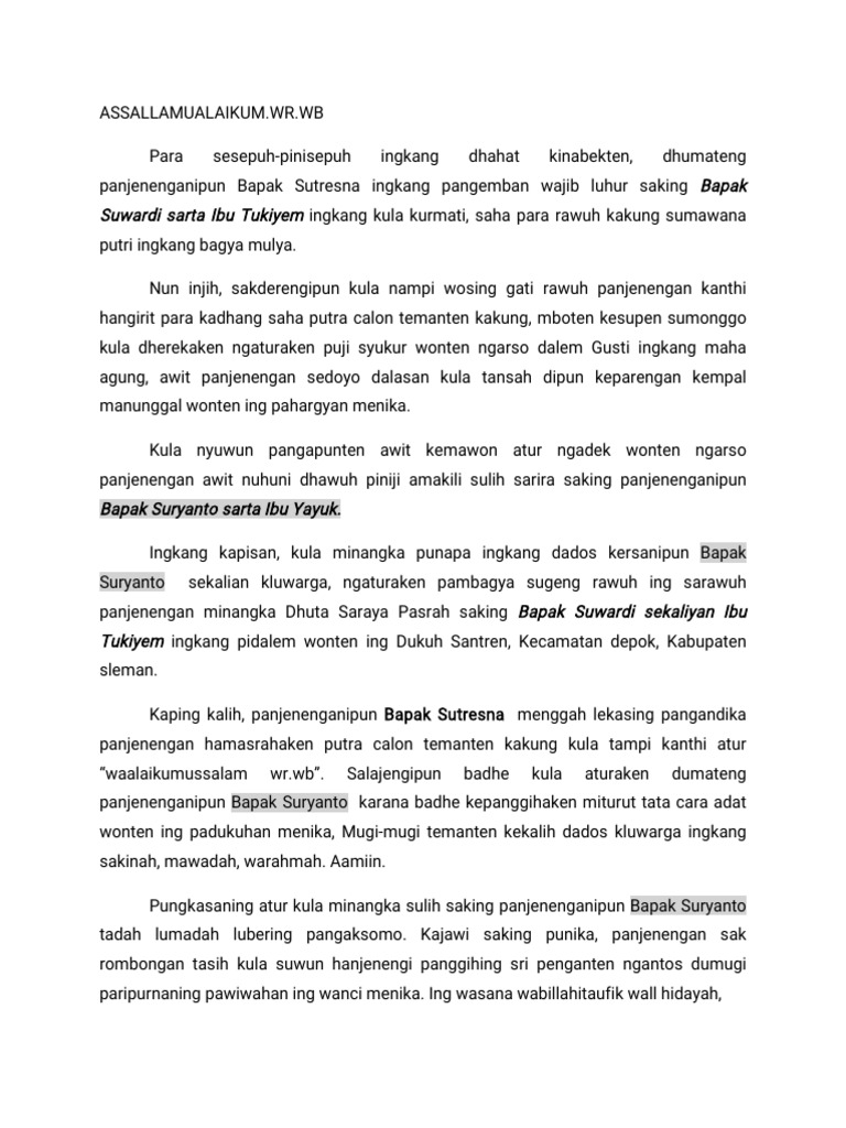 Sesorah Bahasa Jawa | PDF