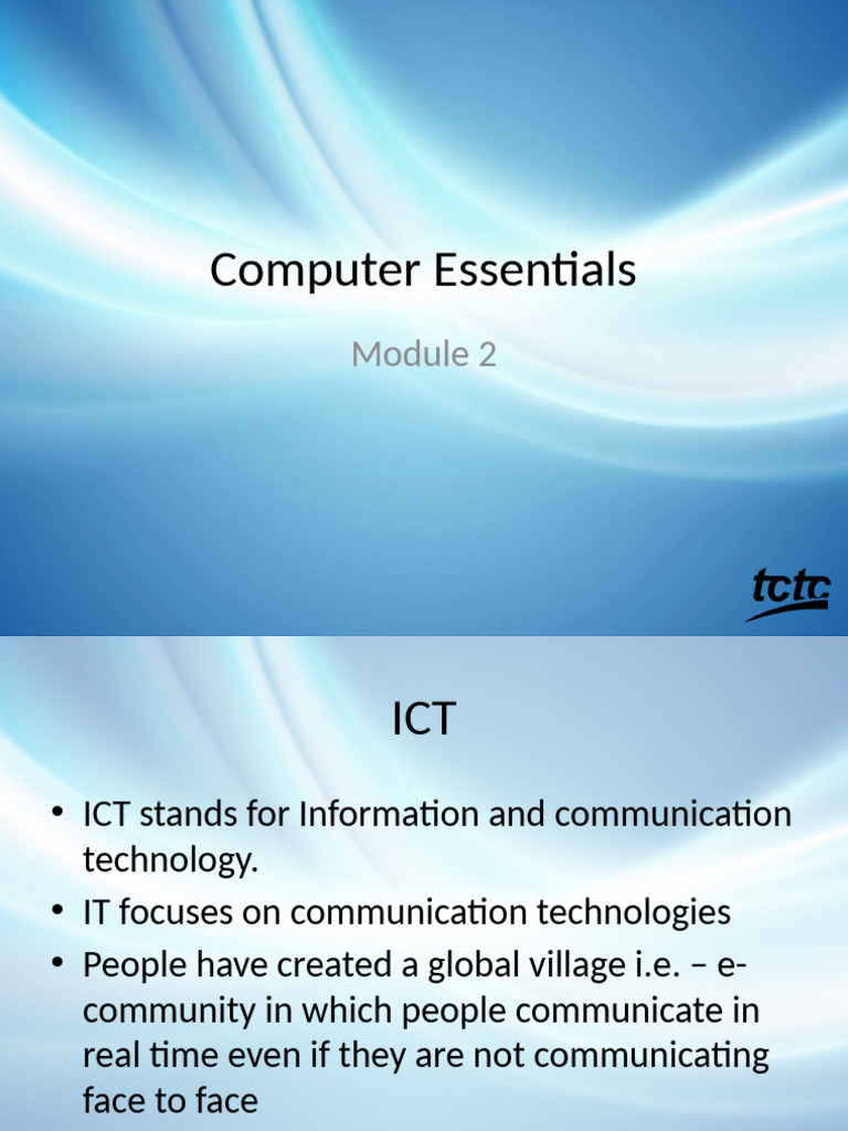 1-Computer Essentials Presentation | PDF