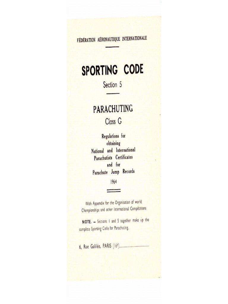 Sporting Code 1964 | PDF