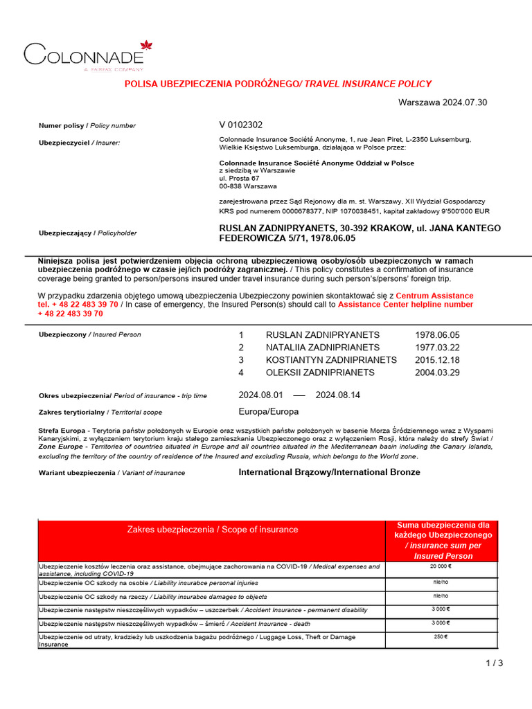 Polisa V0102302 | PDF