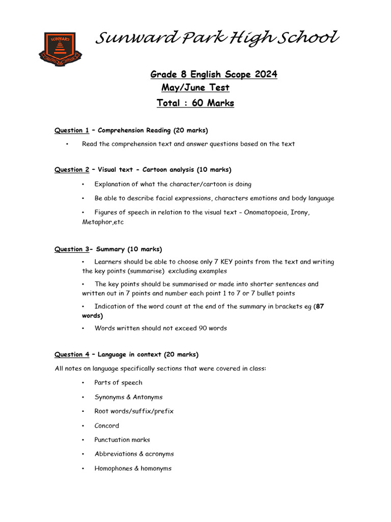 English Scope May Test 2024 | PDF