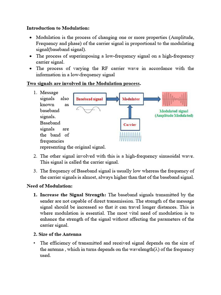 Introduction To Modulation - Comm - ch1.3 | PDF | Frequency Modulation | Detector (Radio)