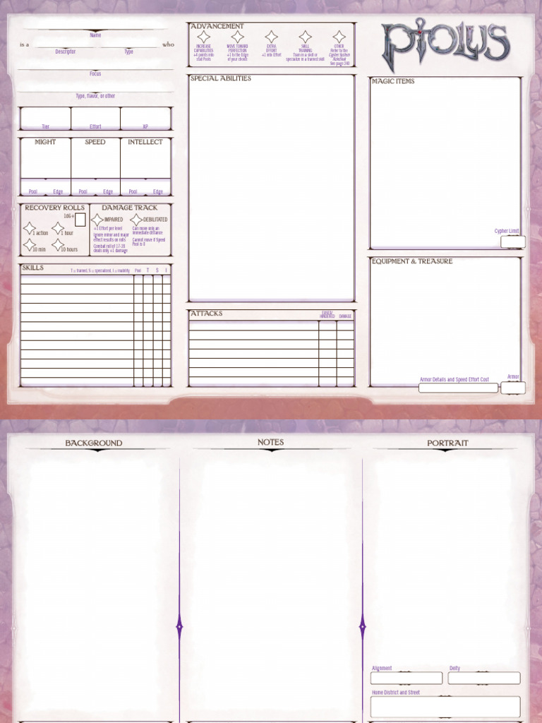 Ptolus Character Sheets | PDF