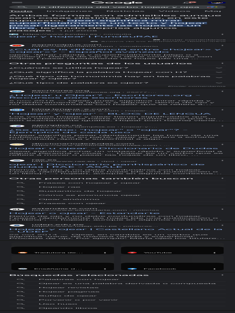 La Diferencia Del Verbo Hojear y Ojear - Buscar Con Google | PDF