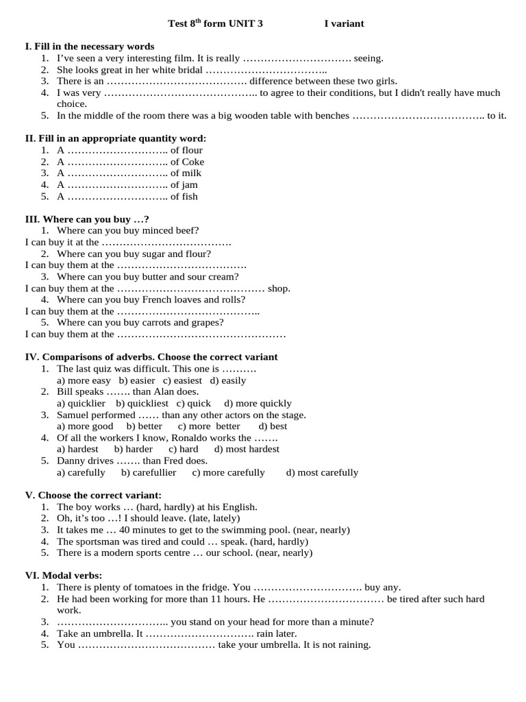 Test 8th Form UNIT 3 I Variant | PDF | Language Families | Linguistic ...