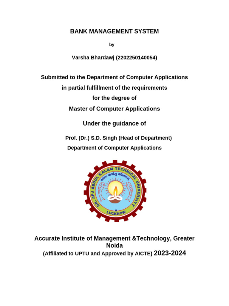 BANK MANAGEMENT SYSTEM | PDF
