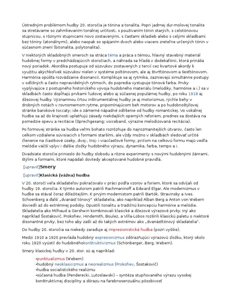 Dejiny Hudby 20.stor. | PDF