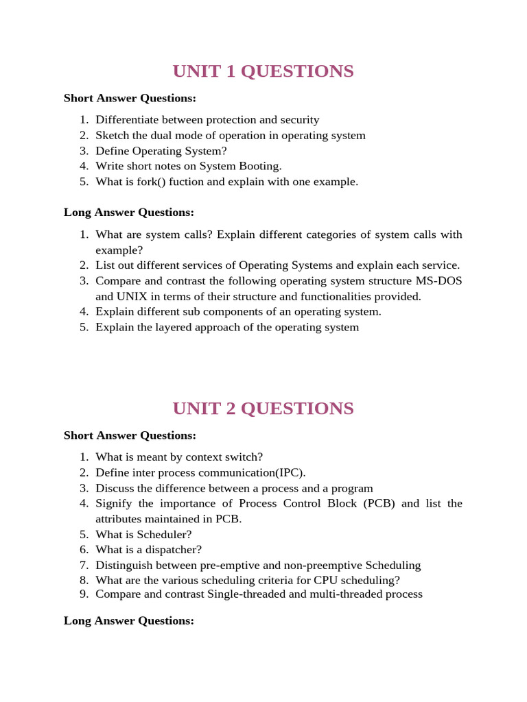 Os Question Bank | PDF