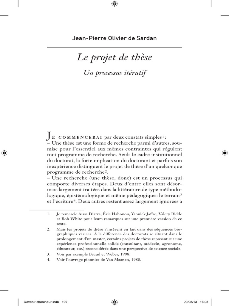 Le Projet de These Un Processus Iteratif | PDF