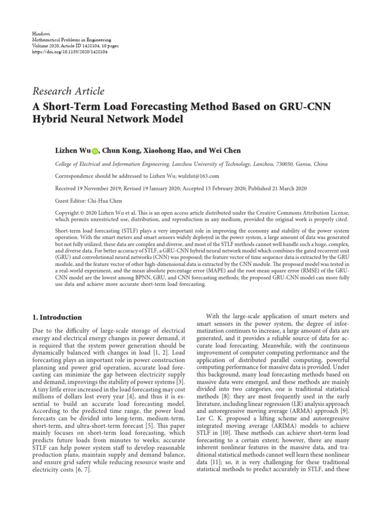 A Short-Term Load Forecasting Method Based On GRU | PDF