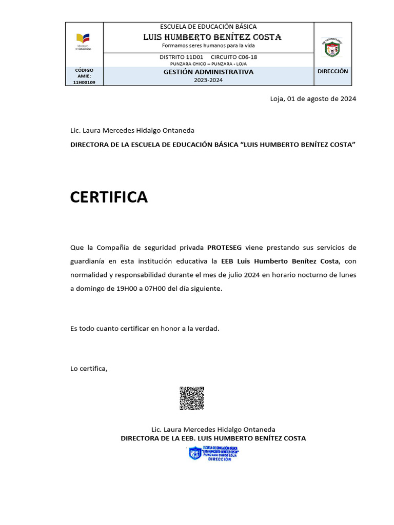 Certificado Guardianía Julio 2024. Signed | PDF