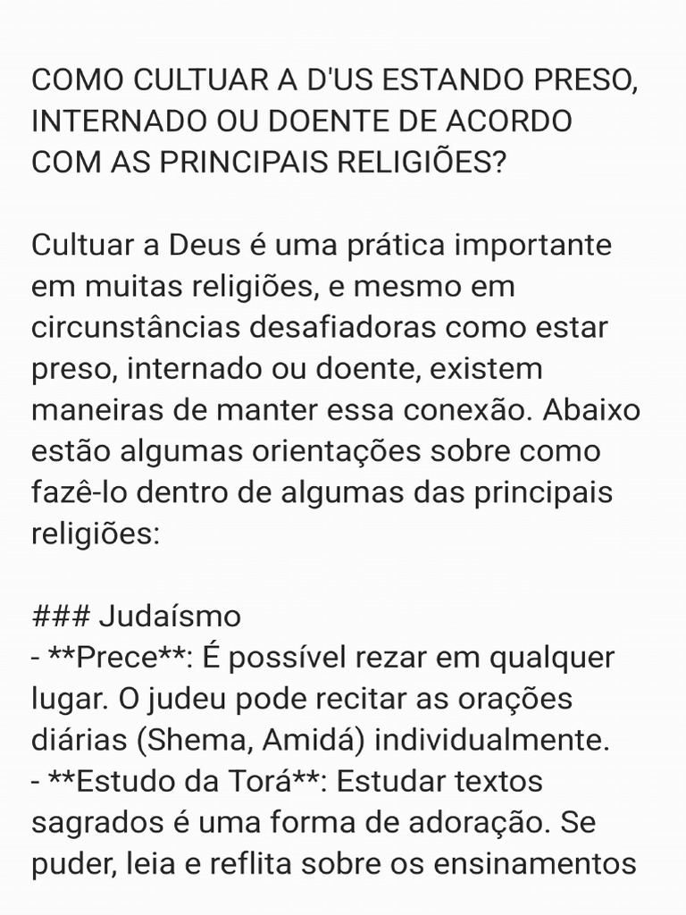 Como cultuar a Deus estando doente ou preso | PDF