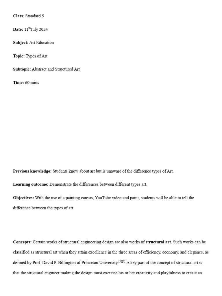 Art Lesson Plan | PDF