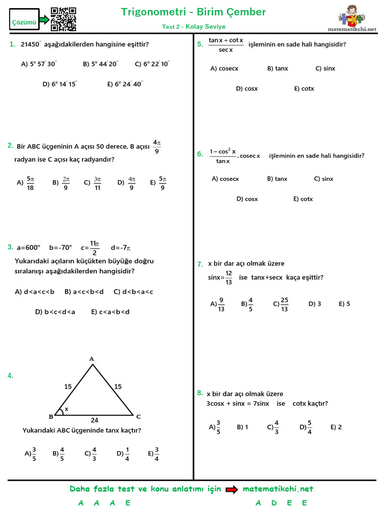 Birim Çember Test 2 K | PDF