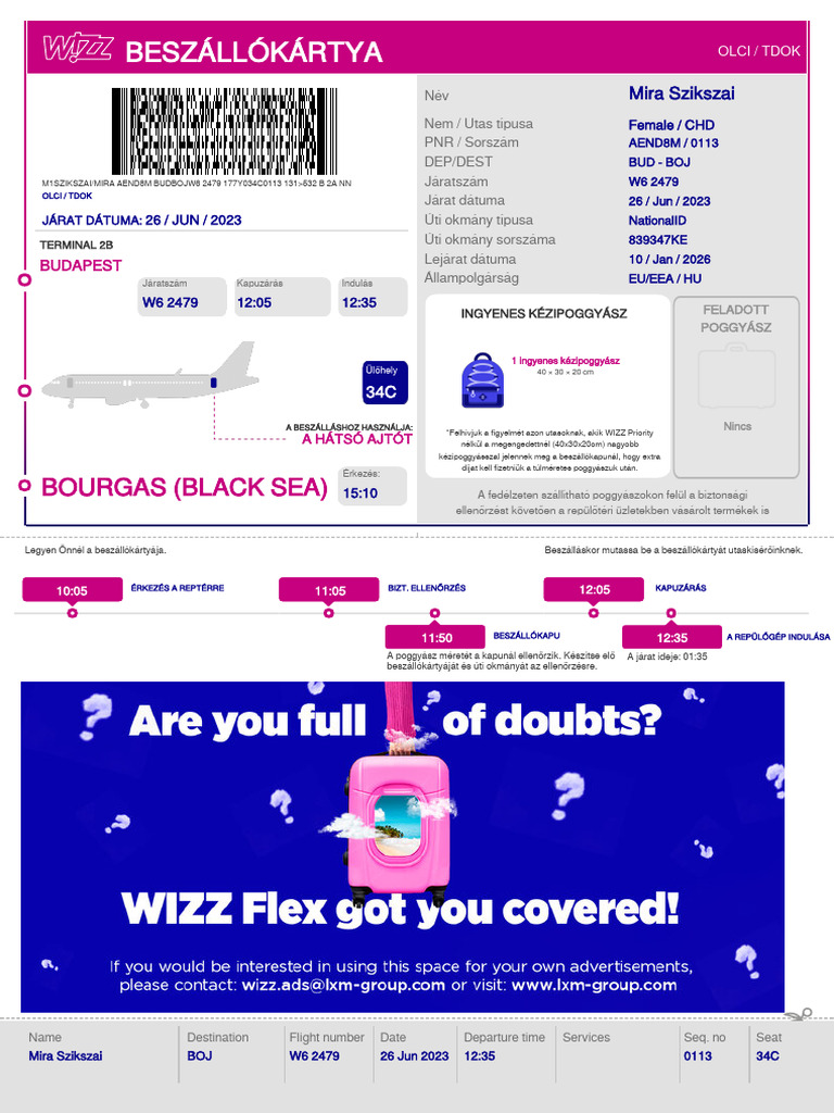 BoardingCard 316268109 BUD BOJ | PDF