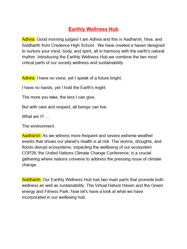 Script For Earthly Wellness Hub | PDF