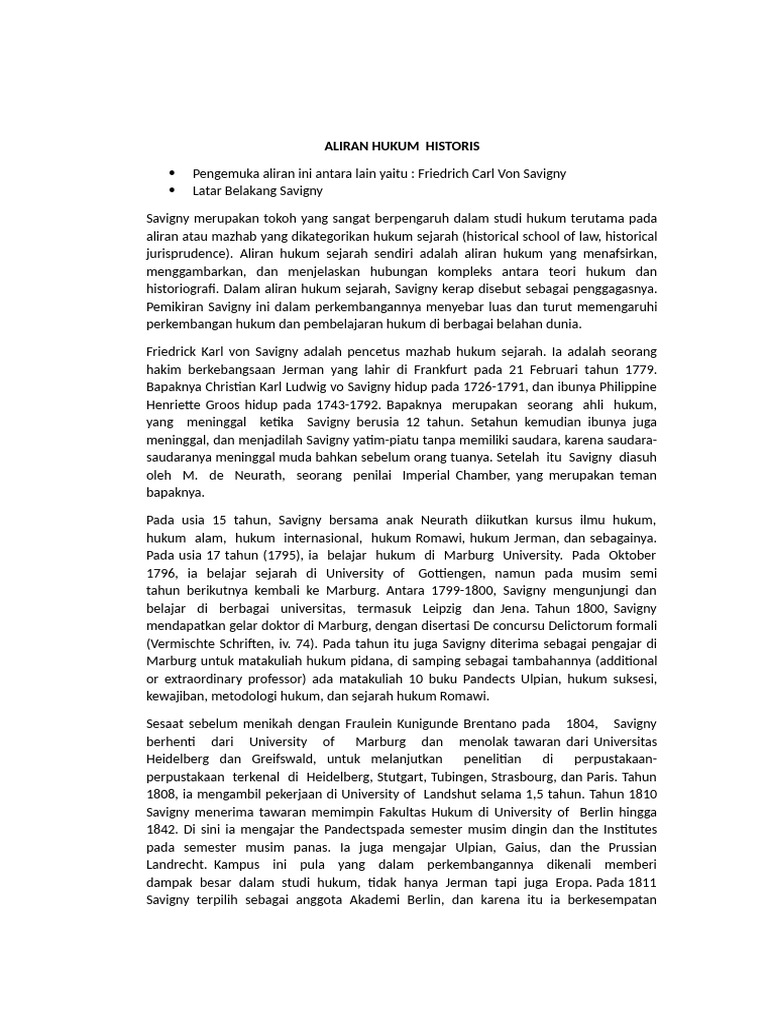 Aliran Hukum Historis | PDF