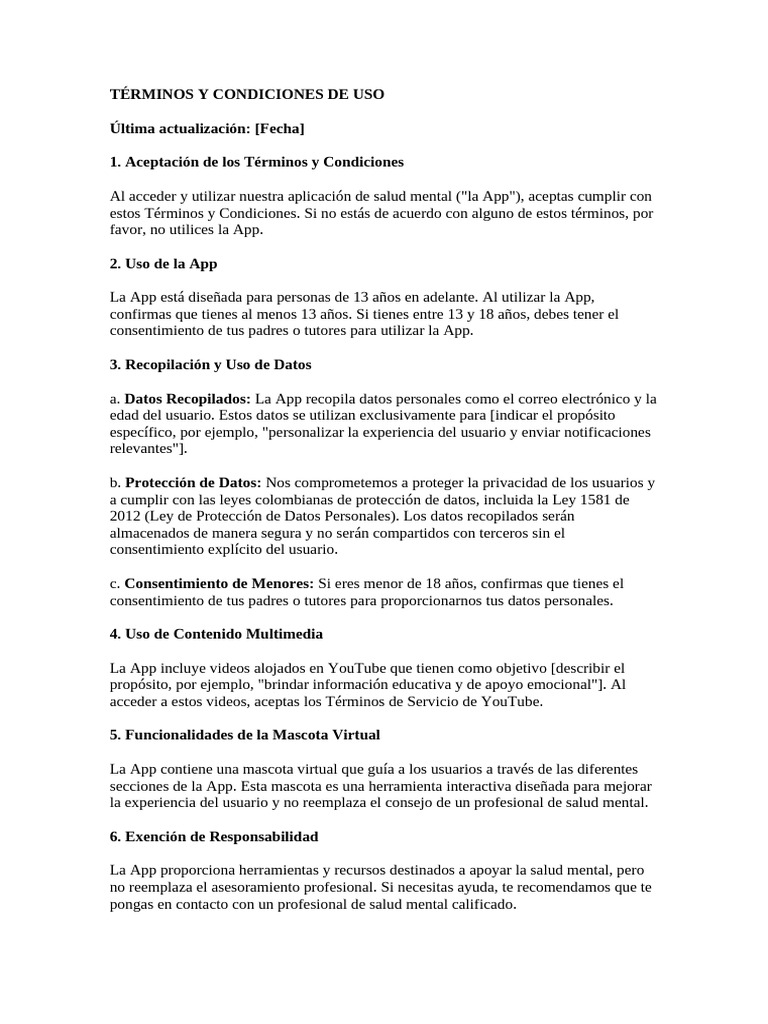 Borrador Términos y Condiciones de Uso | PDF