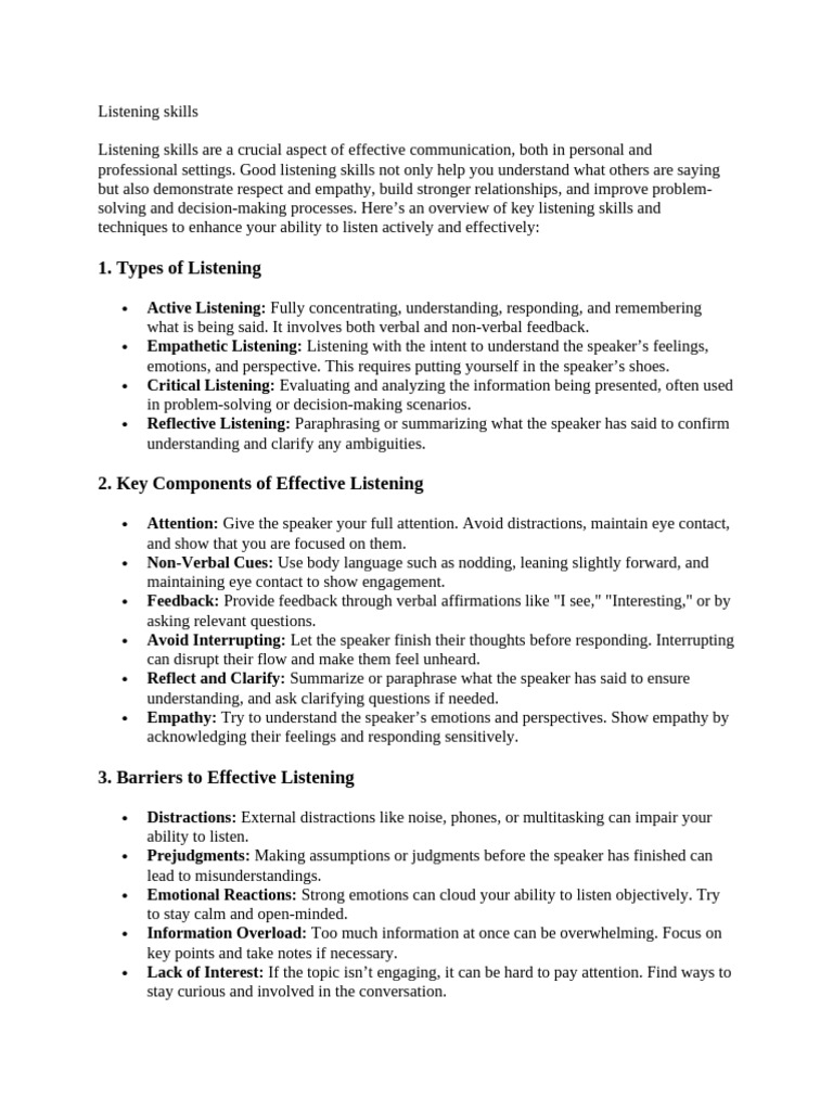 Listening Skills | PDF