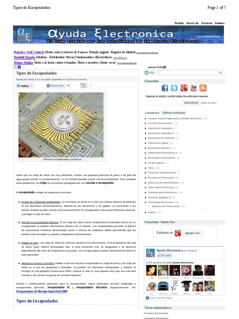 tipos-de-encapsulados | Circuito integrado | Electrónica