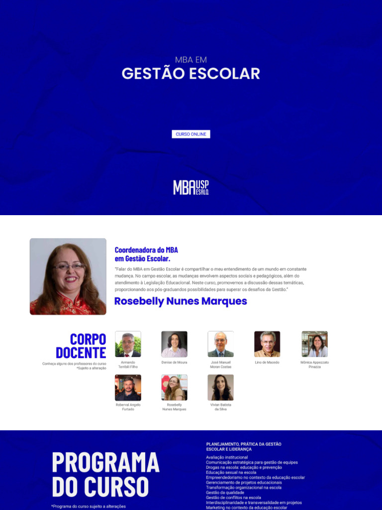 Programa do curso - Gestão Escolar | PDF