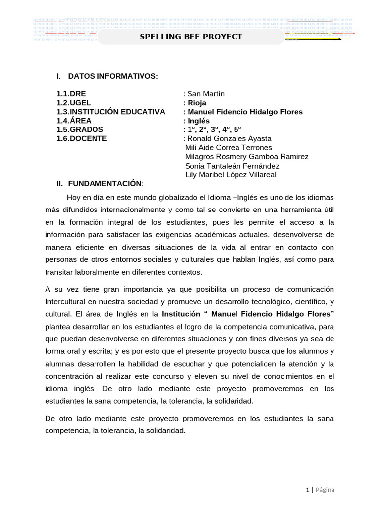 BASES CONC. INGLÉS-2024-Spelling Bee Proyect | PDF