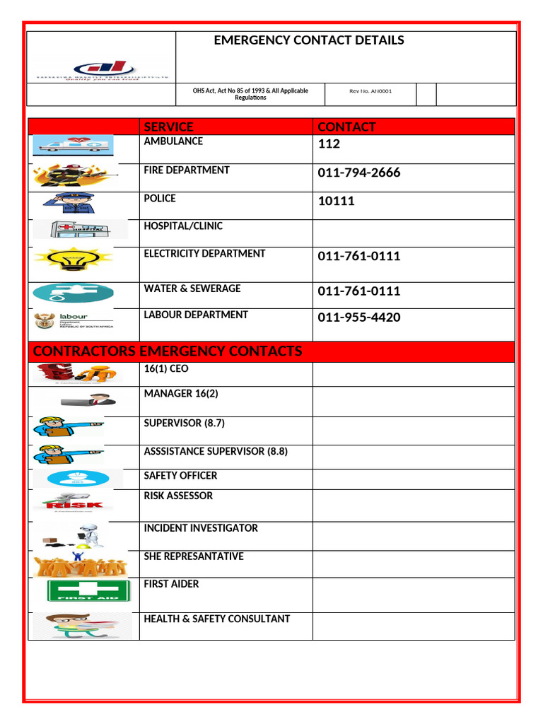 Emergency Contact Information List | PDF