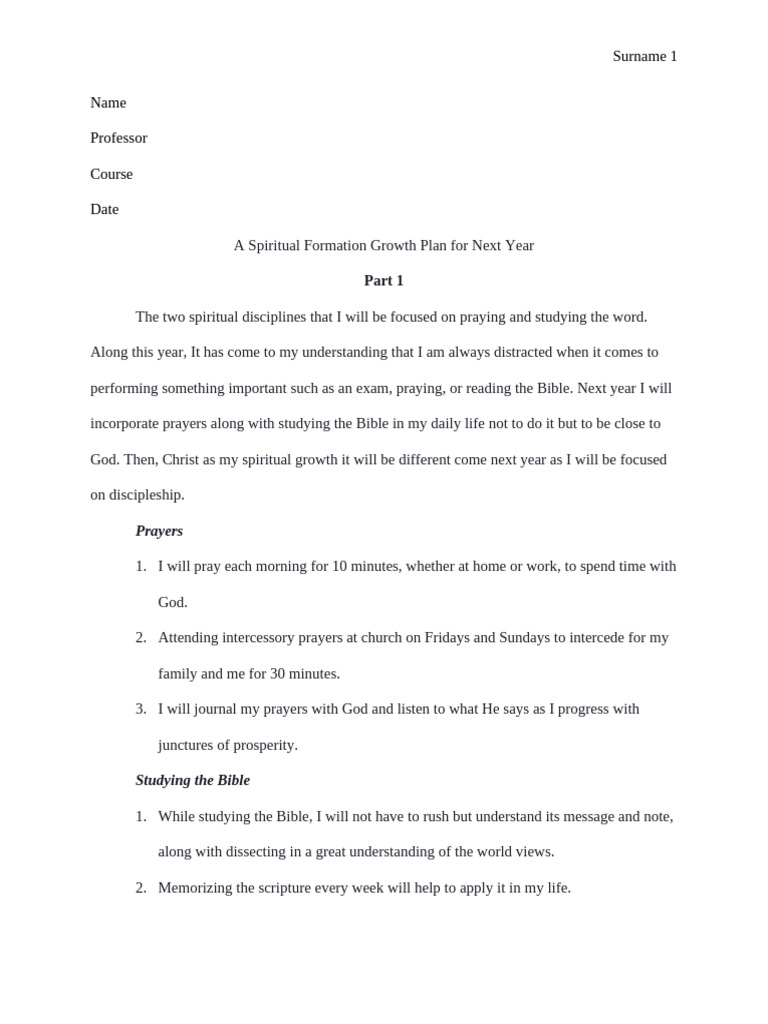 A Spiritual Formation Plan | PDF