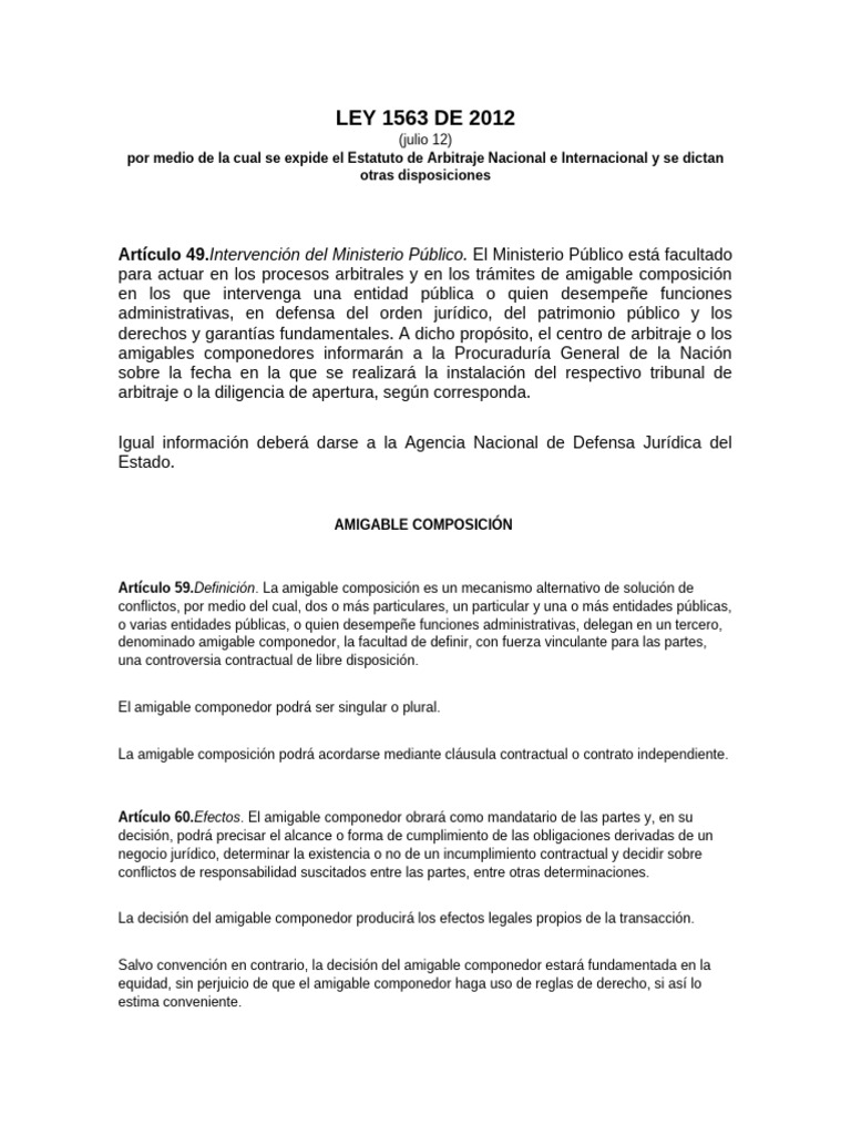 Leyes Sobre Amigable Composicion | PDF
