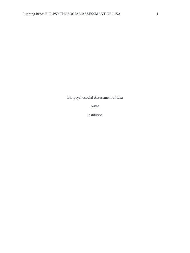 Biopsychosocial Assessment | PDF