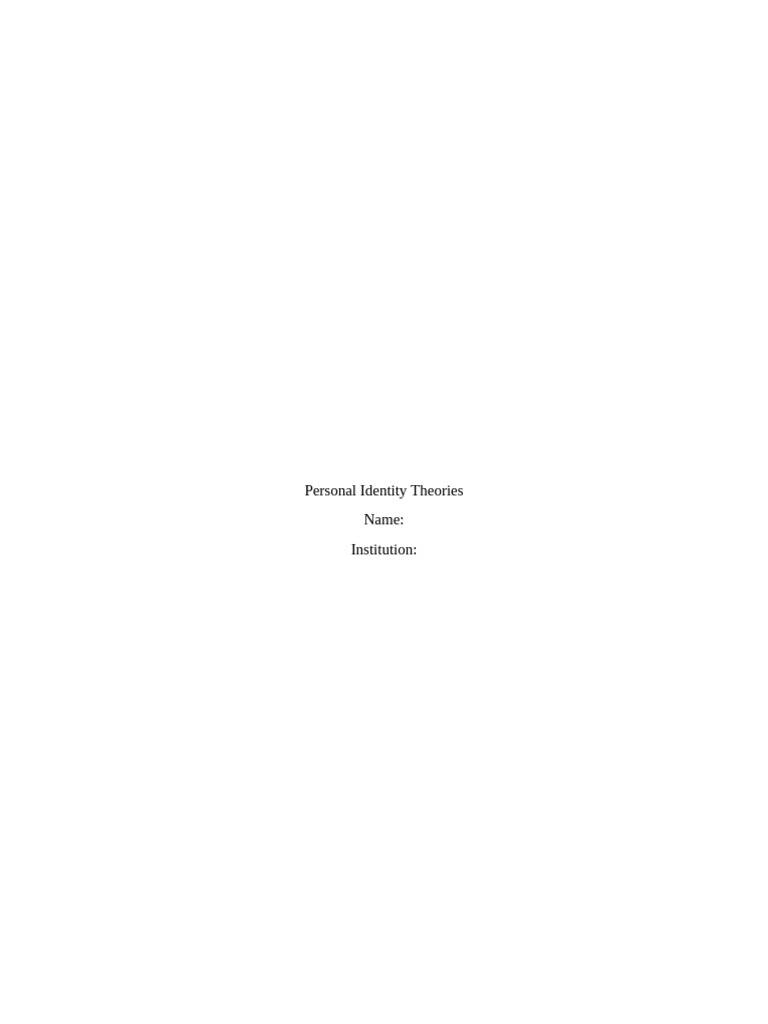 Personal Identity Theories | PDF
