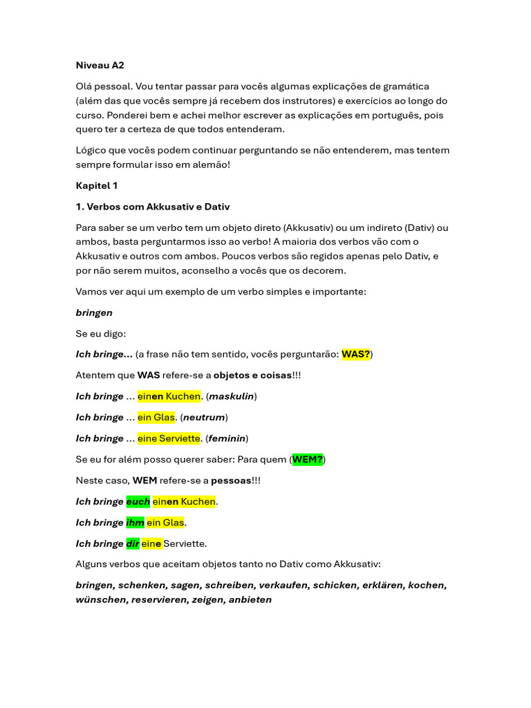 Verben Mir Dativ Und Akk | PDF