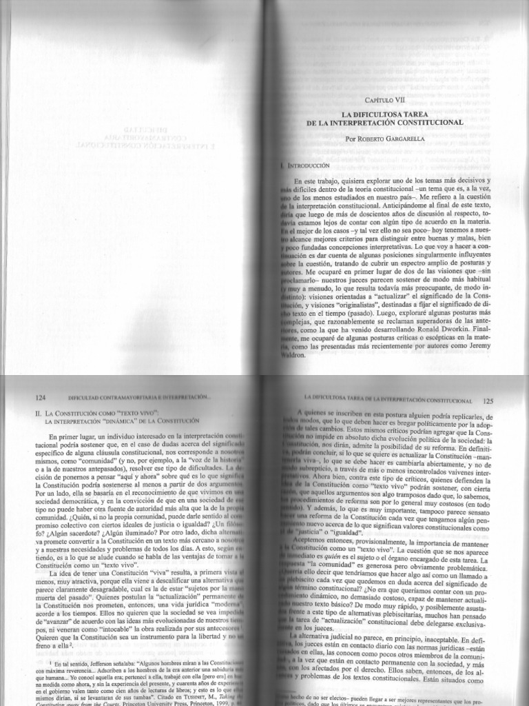 Gargarella La Dificultosa Tarea de La Interpretacion Constituci | PDF