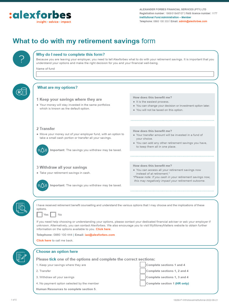 Withdrawal Claim Form - Member - Insti - Fund | PDF