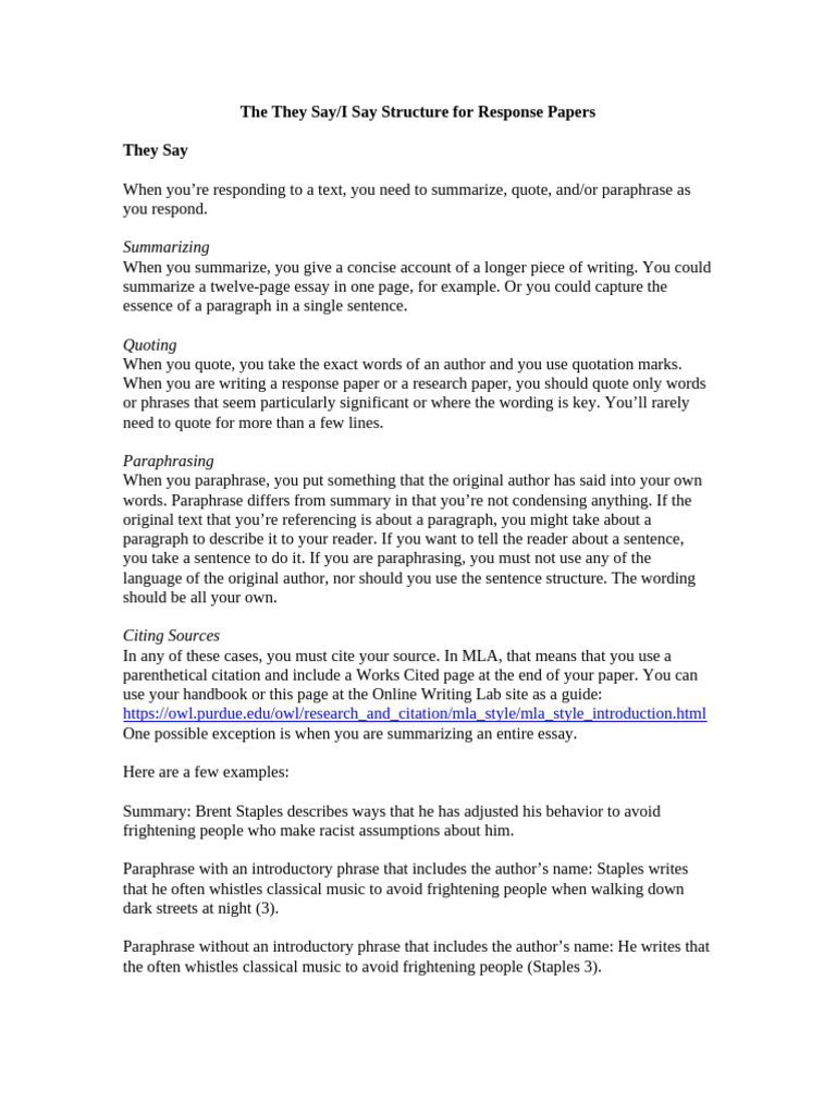 00the They Say I Say Strategy | PDF