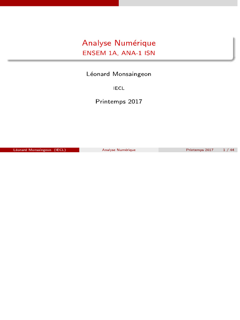 Analyse Numérique - ENSEM 1A, ANA-1 ISN - Cours-01-Erreurs | PDF