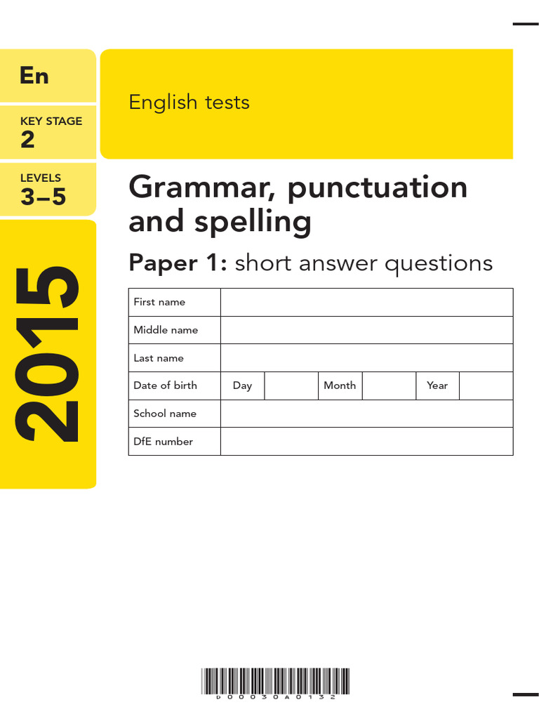 2015 KS2 L3-5 EnglishGPS Paper1 Shortanswer PDFA | PDF