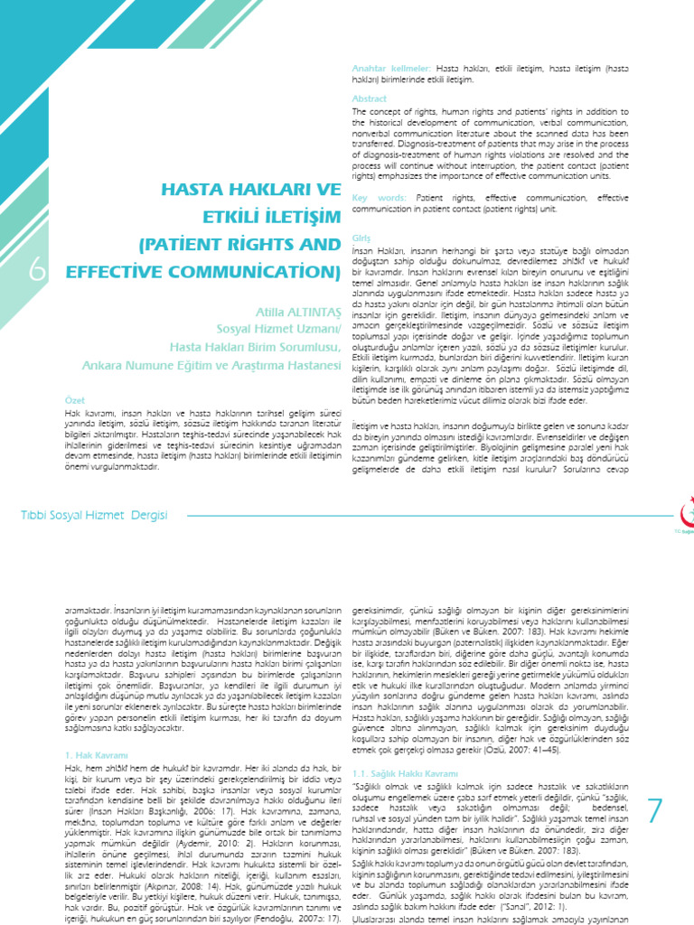 Hasta Haklari Ve Etkili Iletisim | PDF