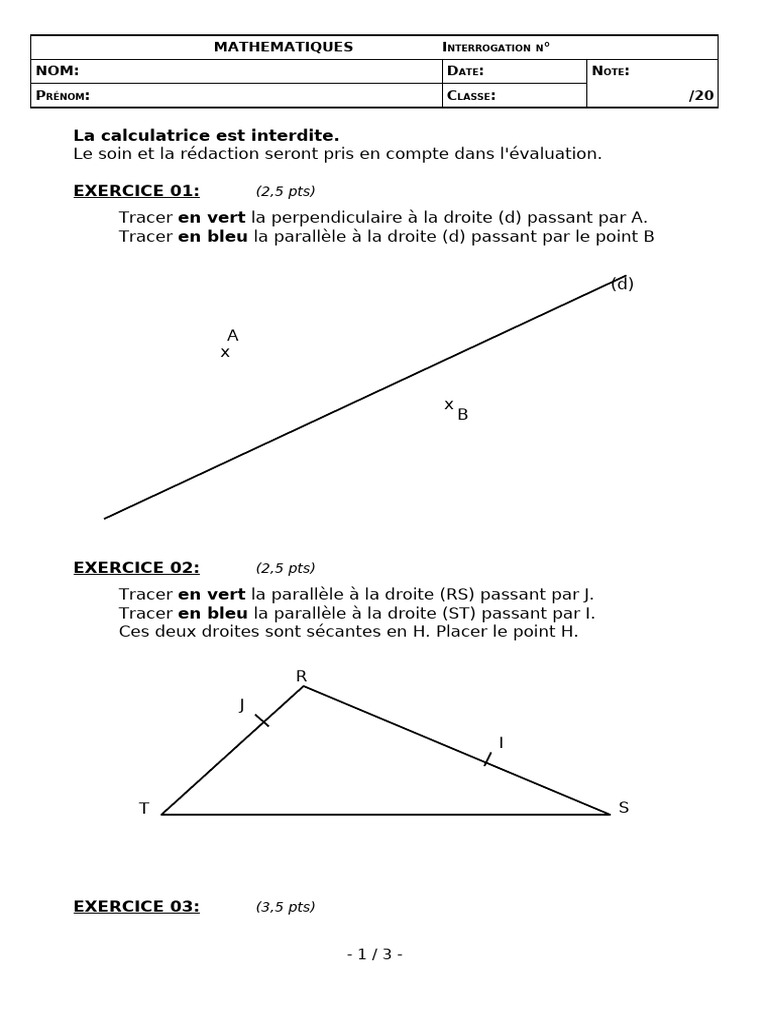 Interrogation N° (À La Règle Et À L'équerre) | PDF