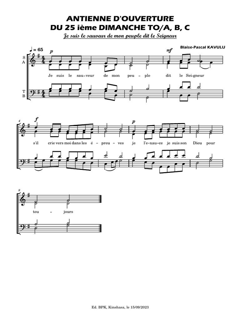 Antienne D'ouverture Du 25 Ième Dimanche To A B Et C | PDF