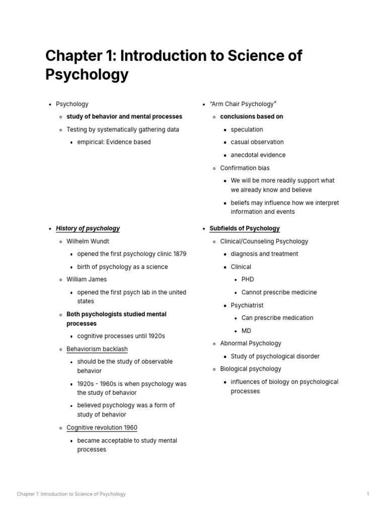 Chapter 1 Introduction To Science of Psychology | PDF