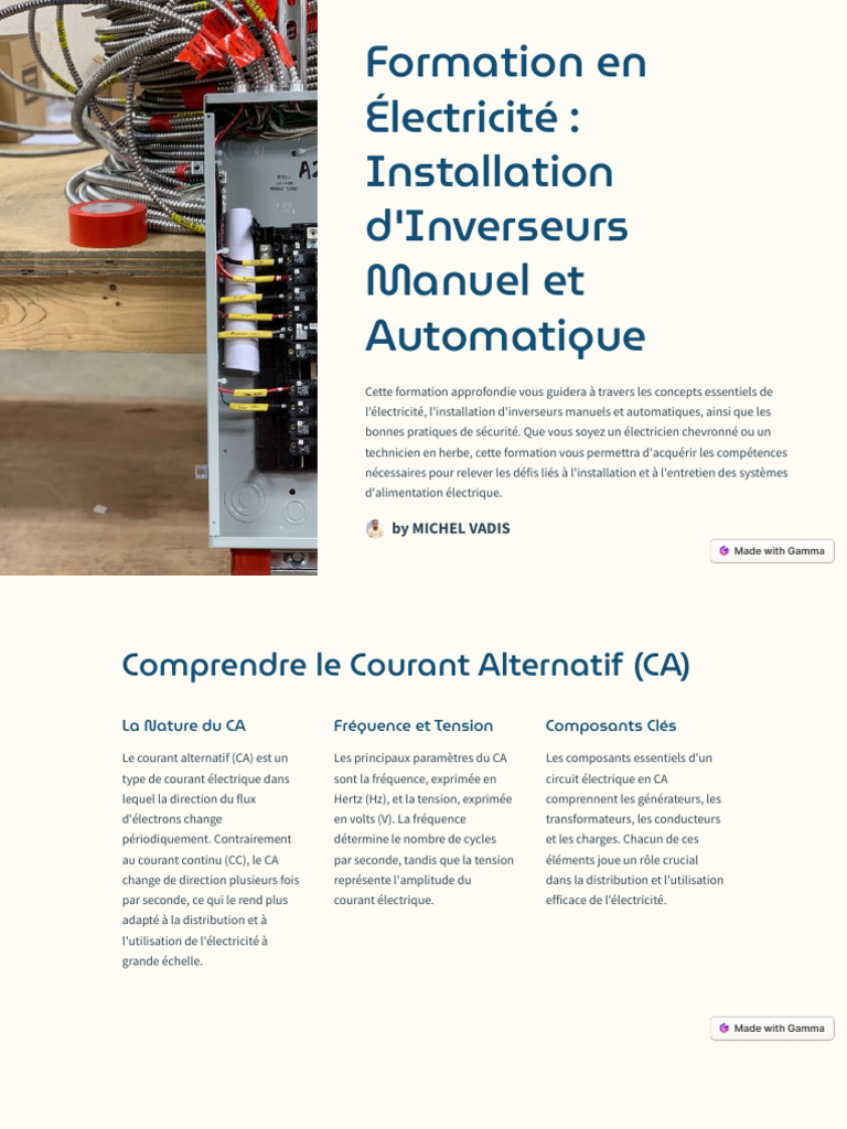 Formation en Electricite Installation Dinverseurs Manuel Et Automatique ...