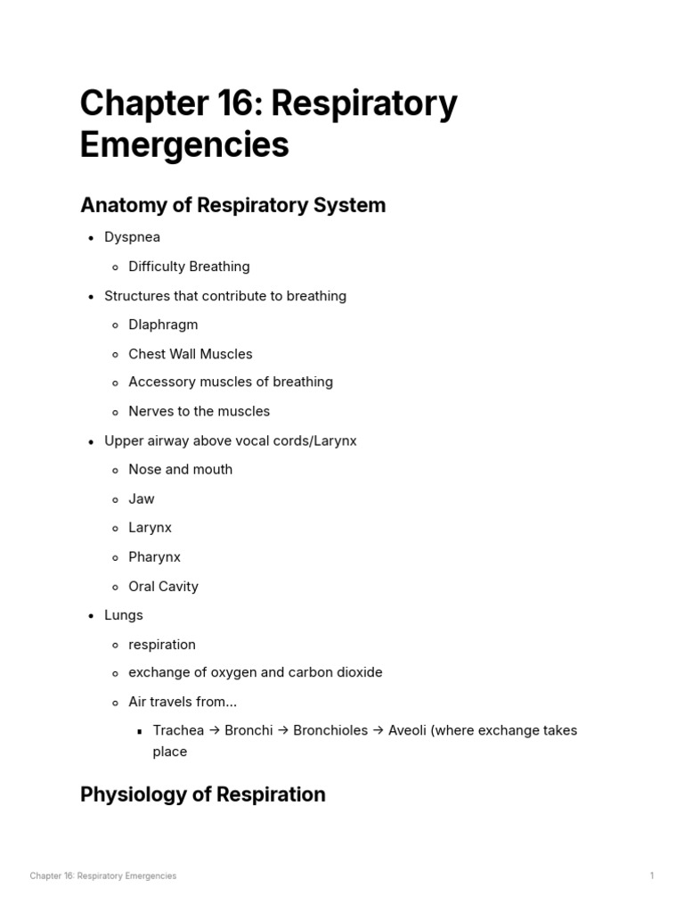 Chapter 16 Respiratory Emergencies Pdf