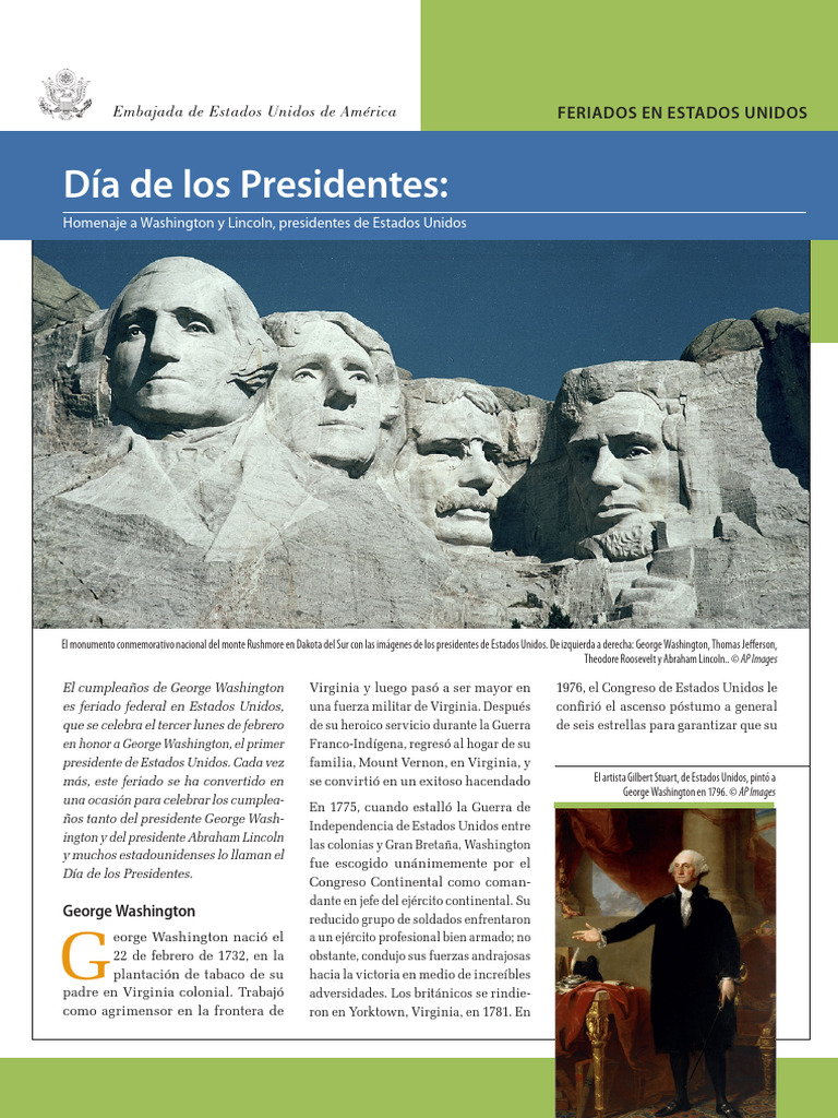 P US Holidays Presidents Day Spanish | PDF