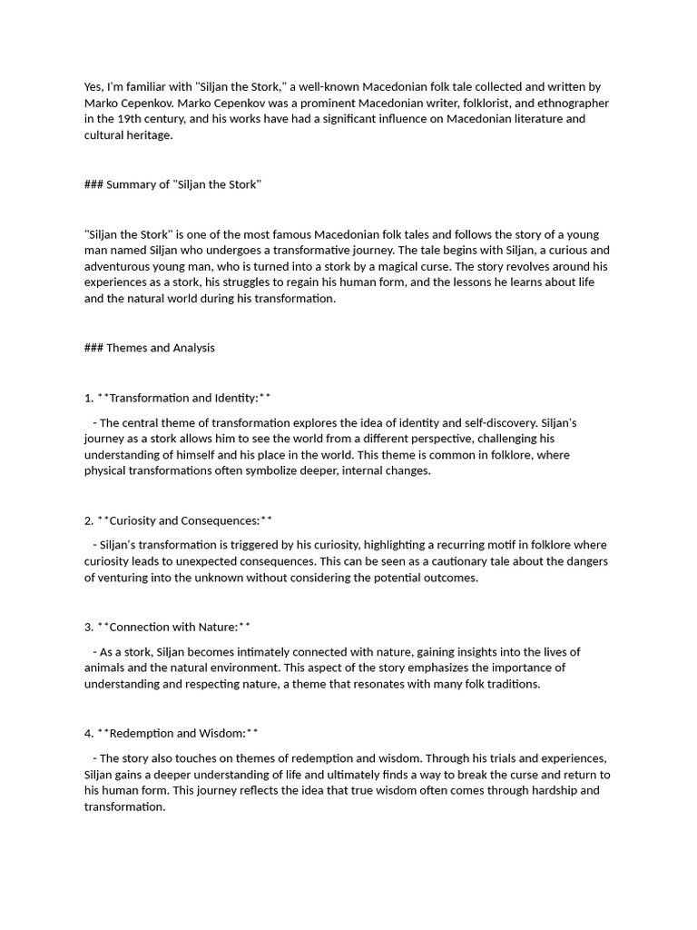 Siljan The Stork The Book | PDF