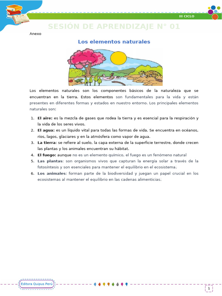Anexo de Sesiones de Aprendizaje - Semana 1 - UD VI - Editora Quipus Perú | PDF