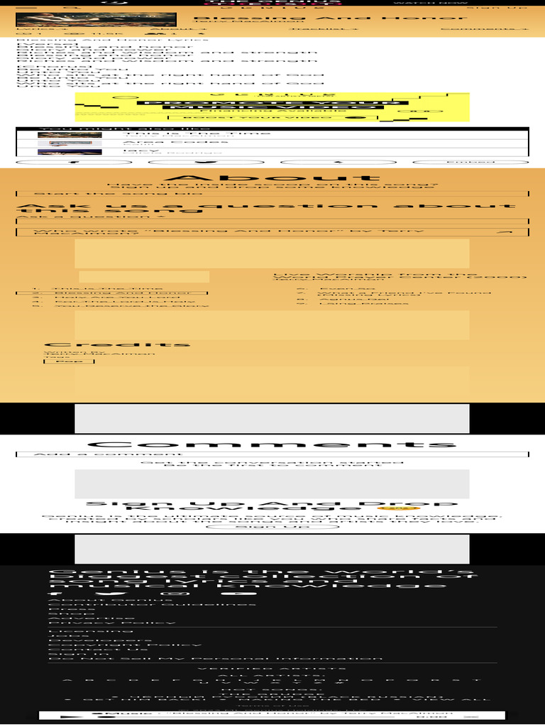 Terry MacAlmon - Blessing and Honor Lyrics Genius Lyrics | PDF